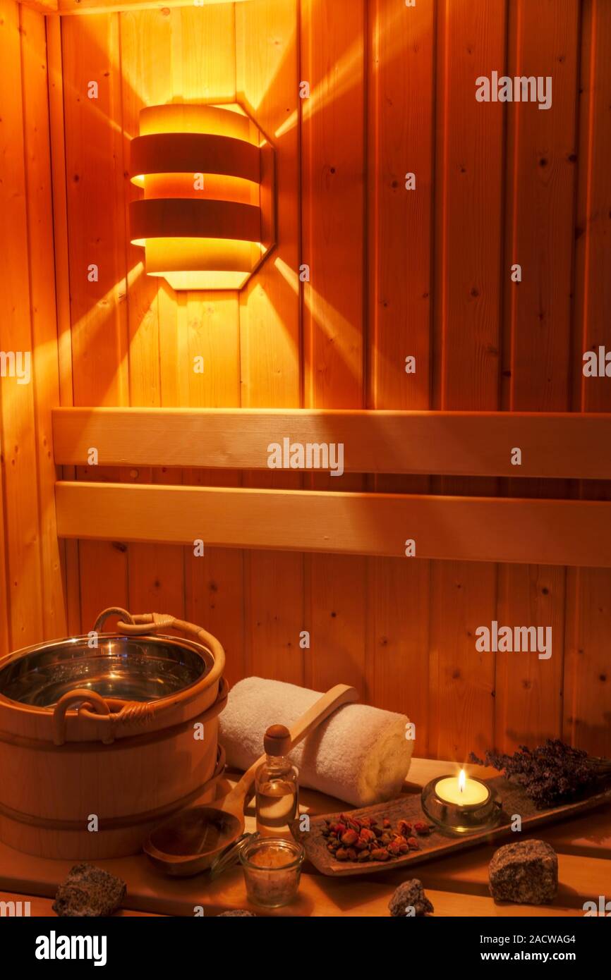 Wellness and spa in the sauna Stock Photo - Alamy