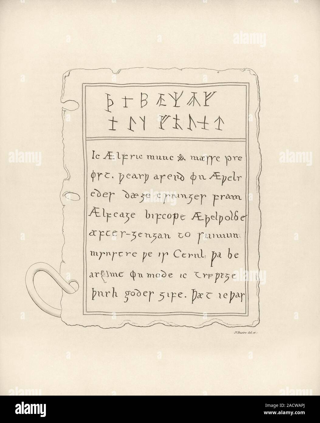 Anglo-Saxon lead book cover, 19th-century artwork. The title is in ...