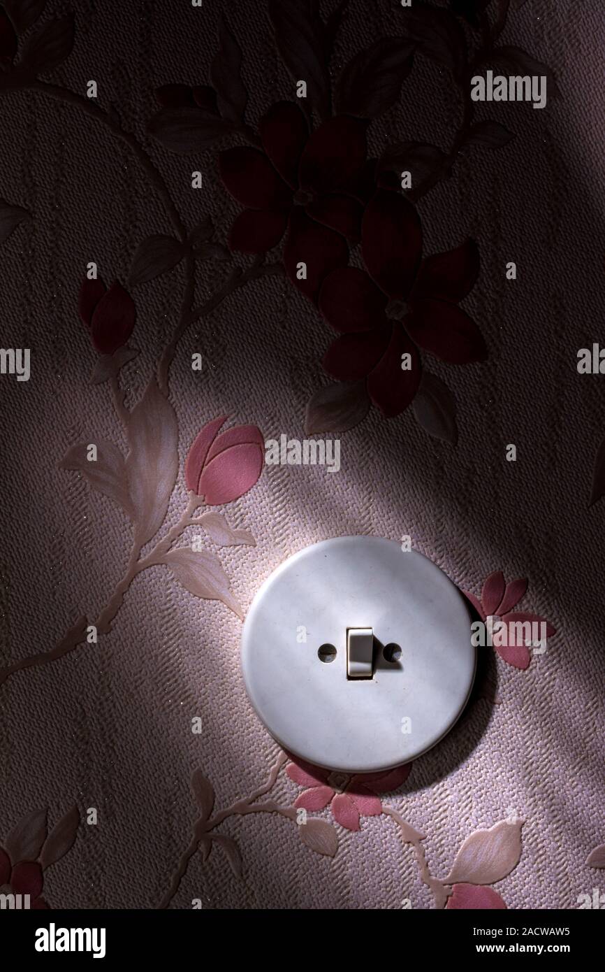 Old wallpaper with light switch Stock Photo - Alamy