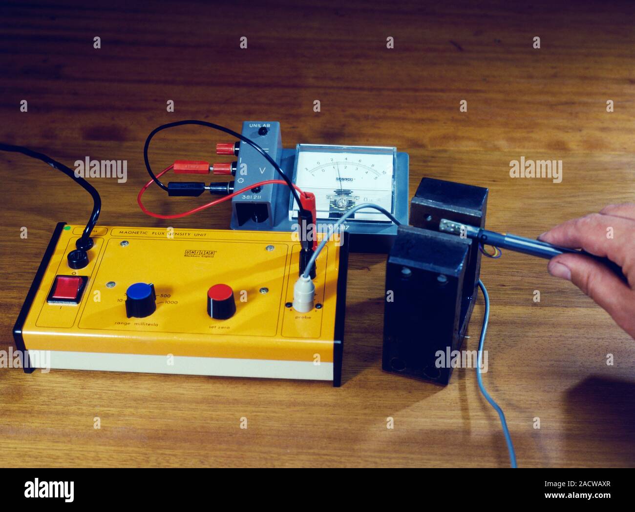 Hall effect sensor. Apparatus being used to demonstrate the ...