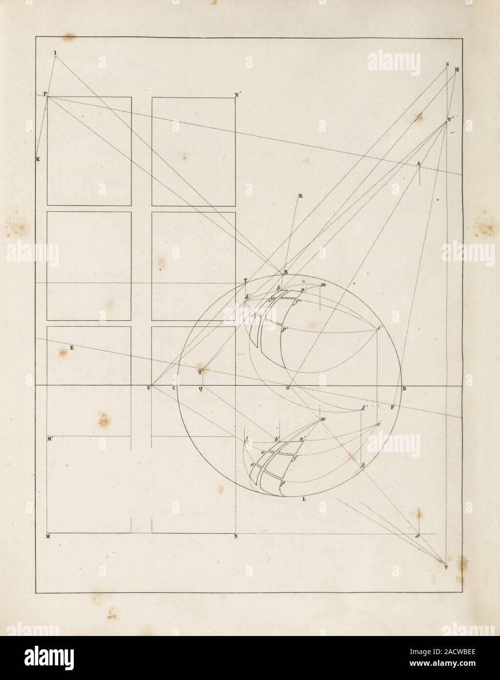 Optical theories of drawing. 19th-century diagrams showing techniques ...