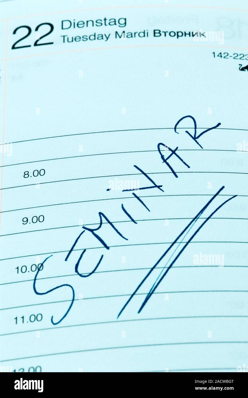 Calendar entry: Seminar Stock Photo - Alamy