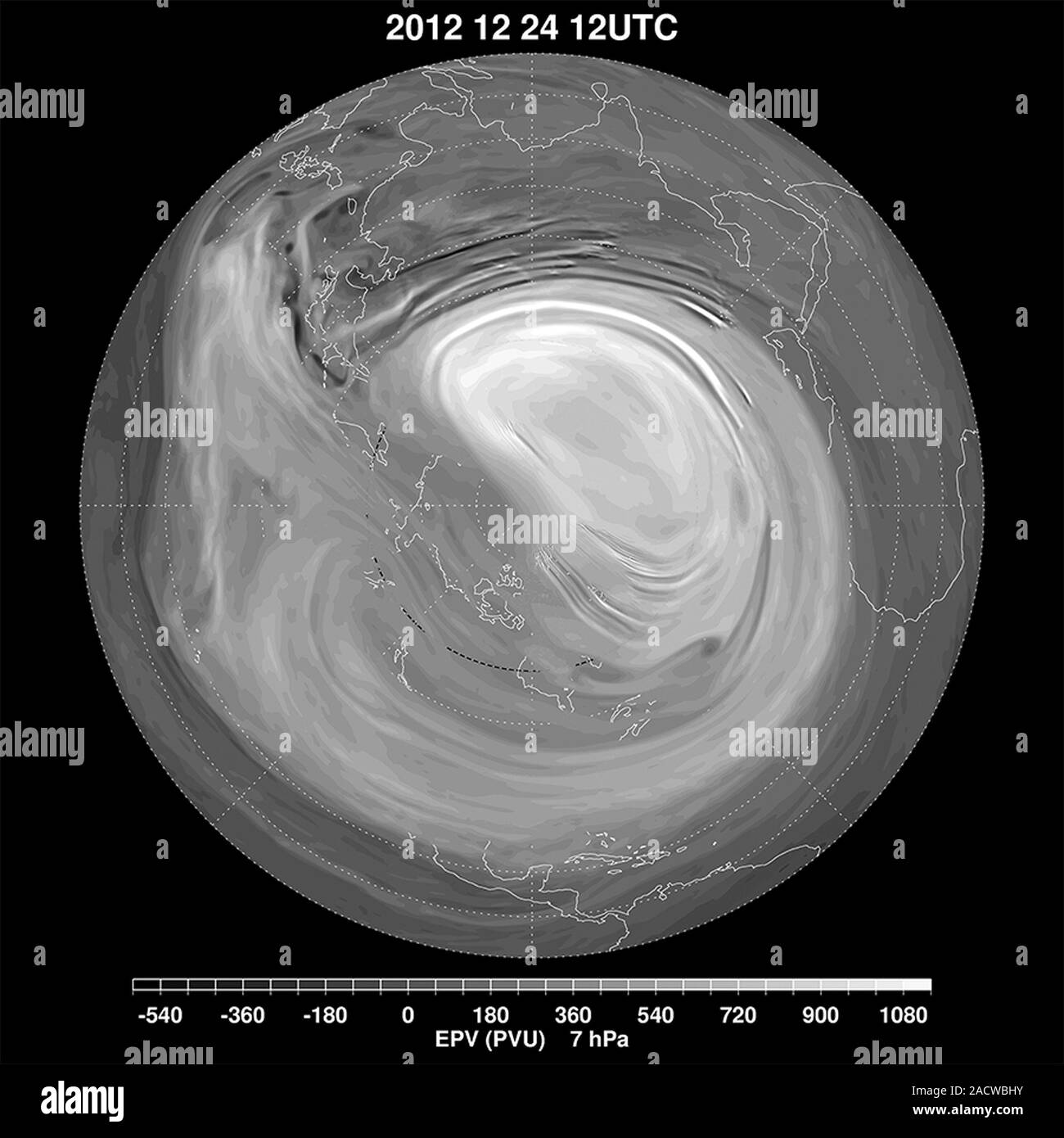 North polar vortex. Satellite image showing the potential for a sudden ...