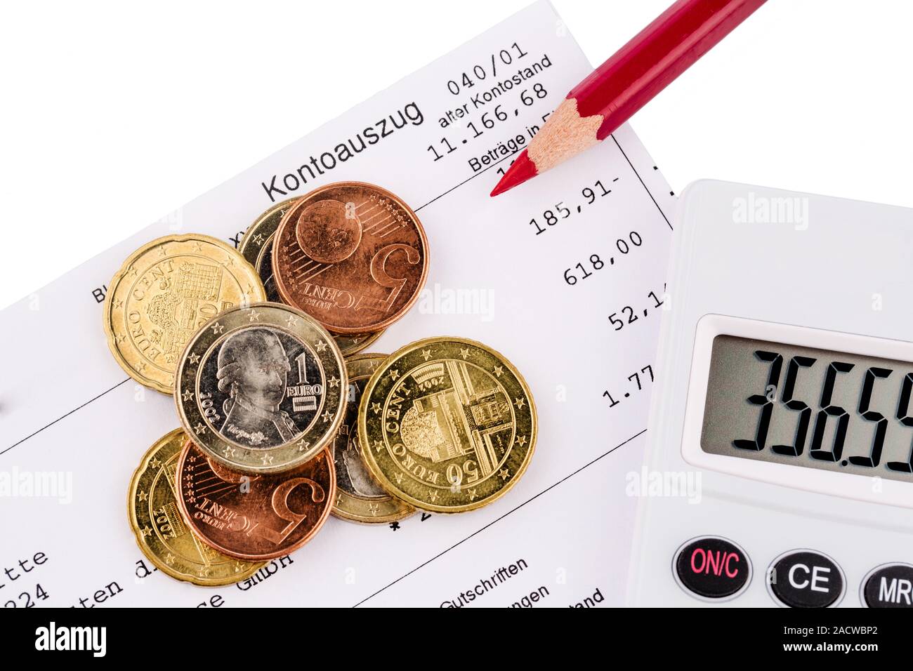 Bank statement and coins Stock Photo - Alamy