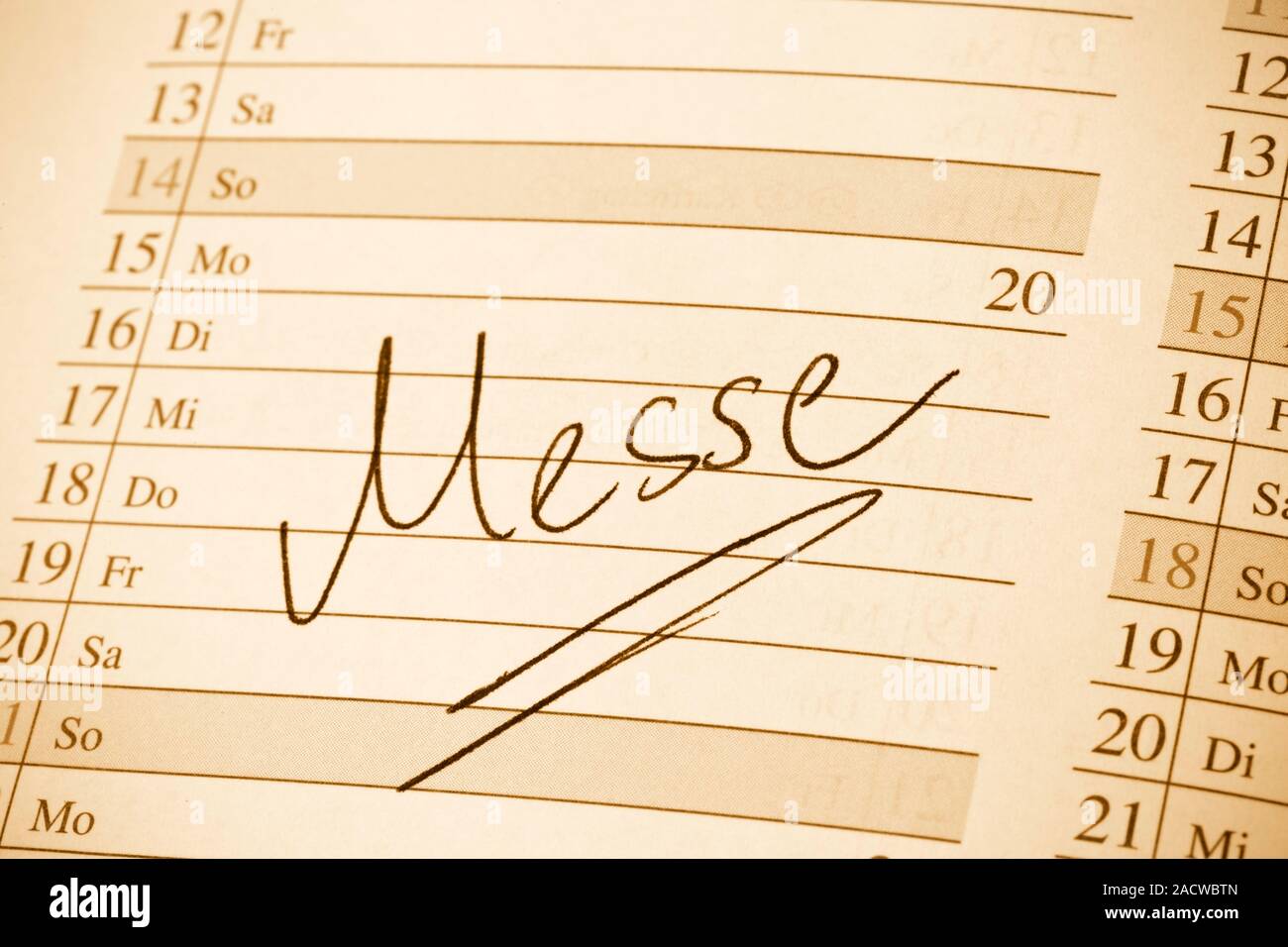 Entry in calendar: Fair Stock Photo - Alamy