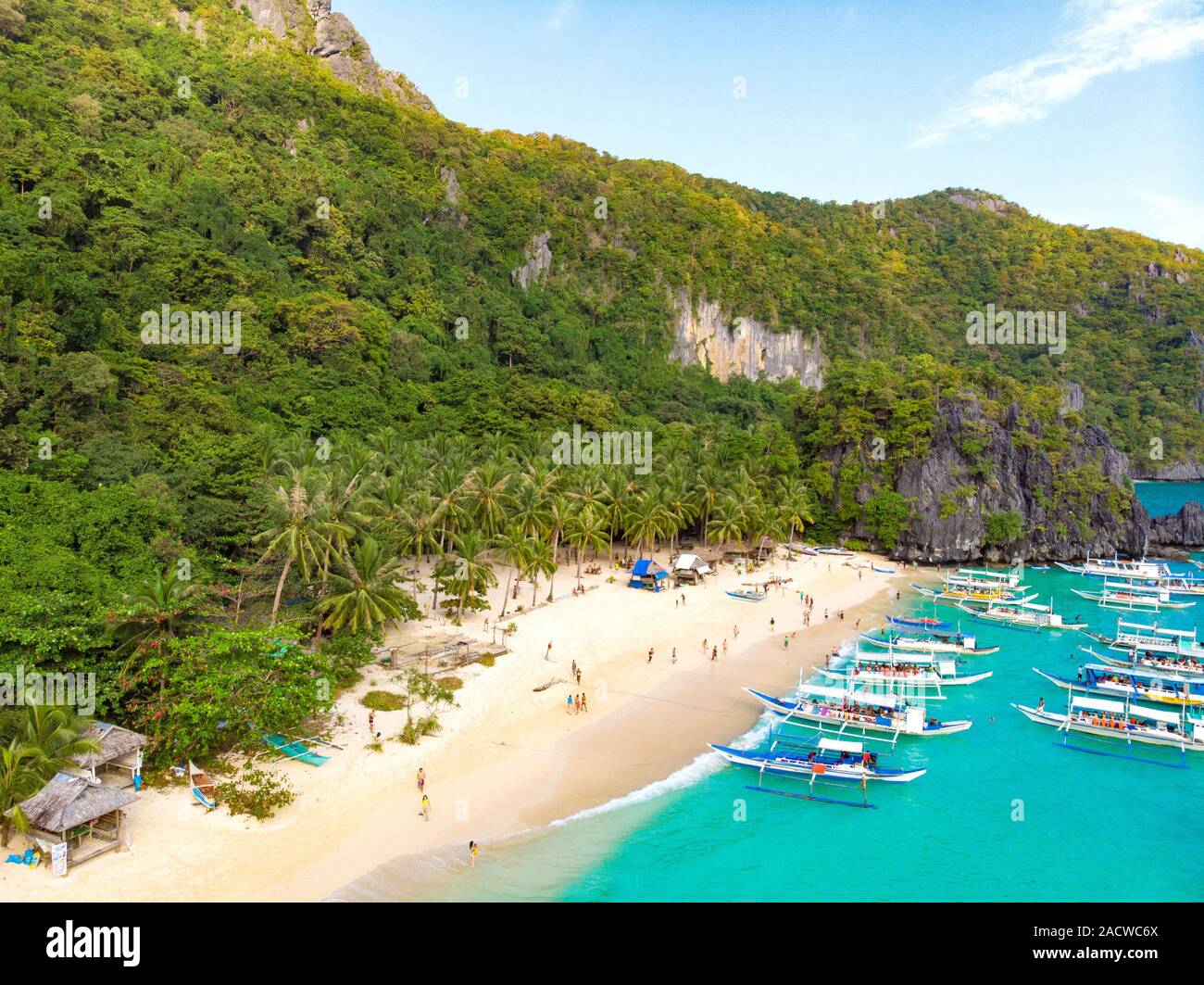 Aerial view of 7 Commando Beach on paradise island, tropical travel ...