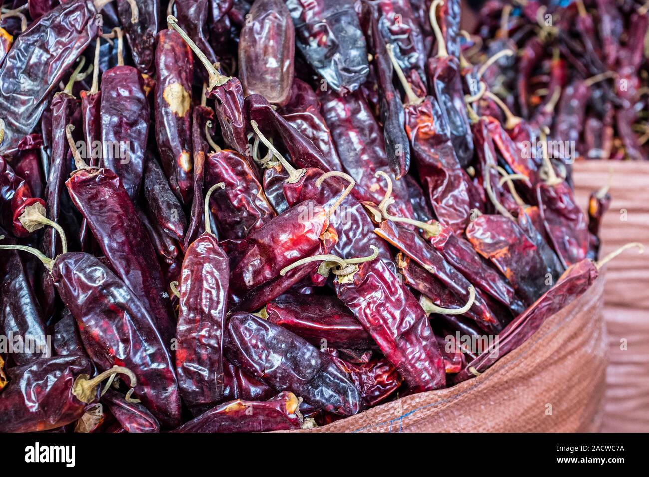 Dried chili peppers for sale in Shola market in Addis Ababa, Ethiopia ...