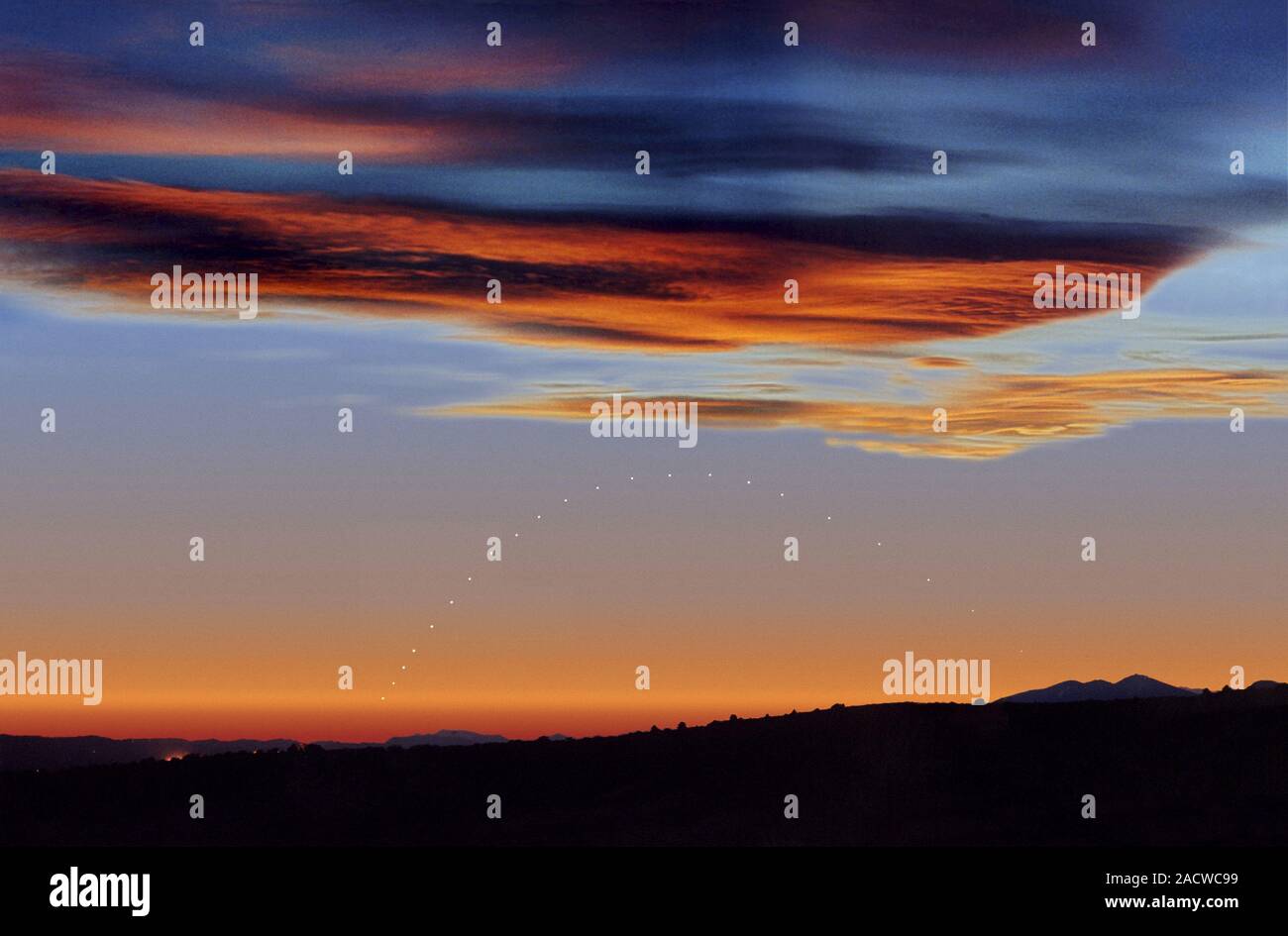 Mercury at sunset. Composite sequence at sunset showing the passage of ...