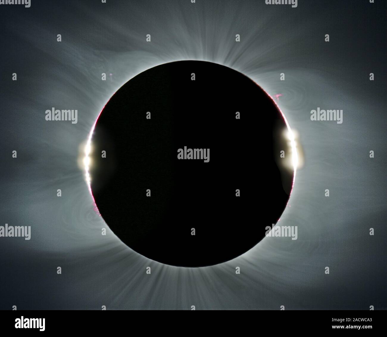 Total solar eclipse, composite image. Total solar eclipses occur when the Moon passes directly ...