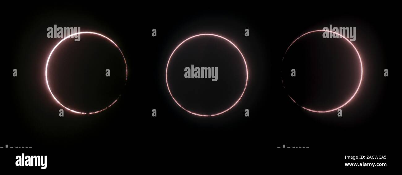 Annular solar eclipse. Composite sequence showing the moments before, during and after an ...