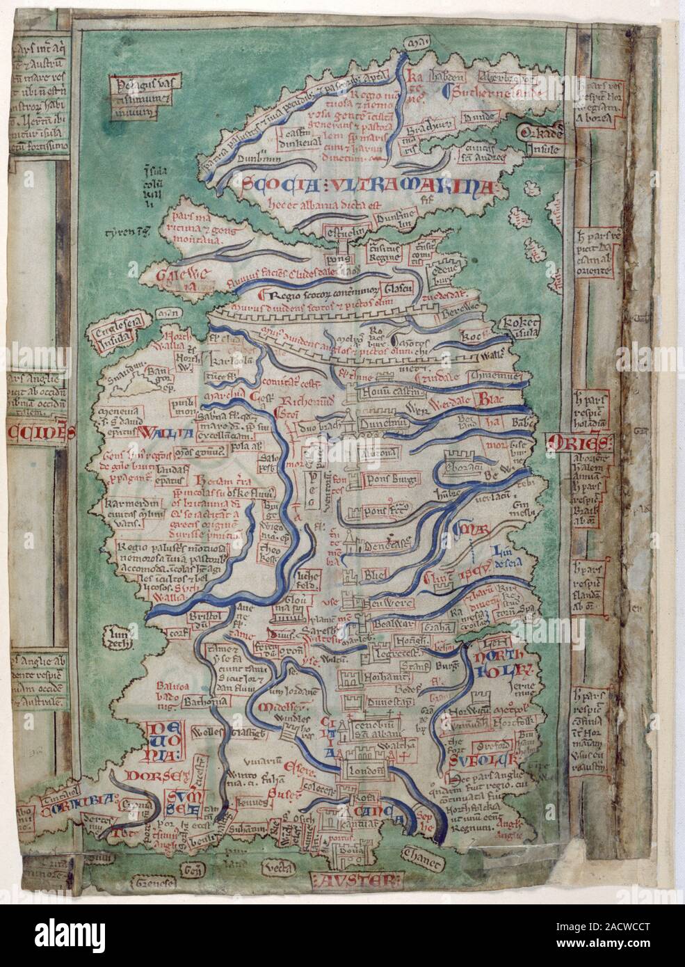 Map of Great Britain. 1250-1259 by Mathew Paris Stock Photo - Alamy