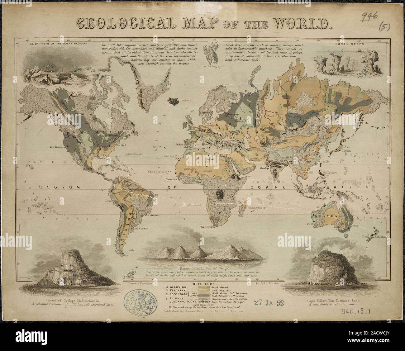 Geological Map of the World, 19th century Stock Photo - Alamy