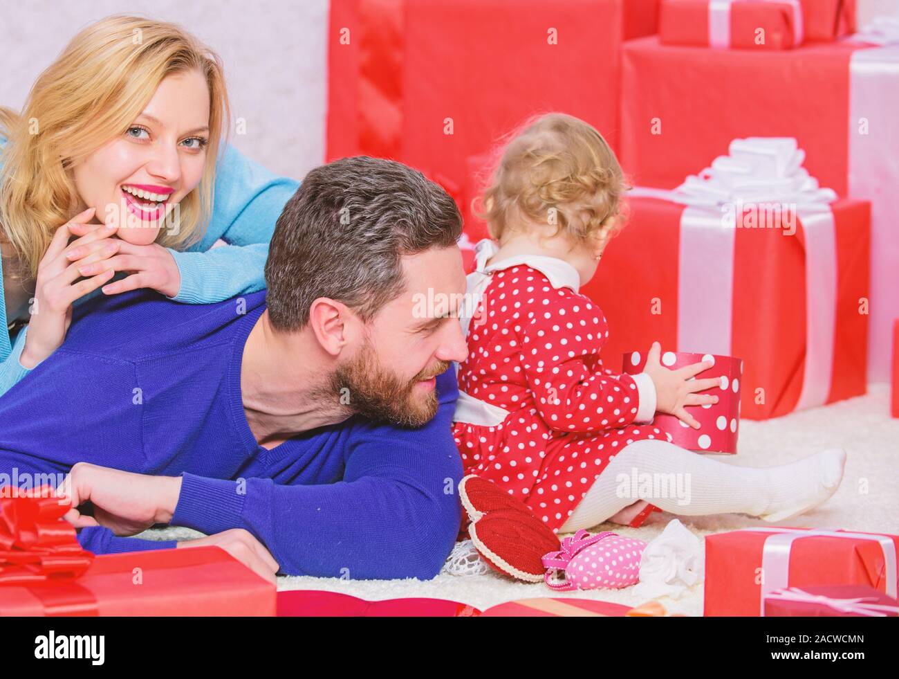 Lovely family celebrate valentines day. Happy parents. Couple in love ...
