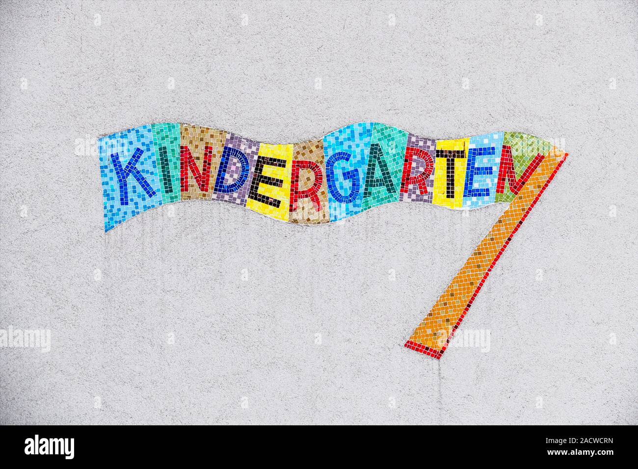 Kindergarten colorful sign Stock Photo - Alamy