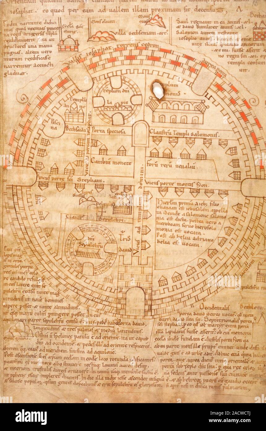 Plan of Jerusalem, (Whole plan) Circular plan of Jerusalem, showing the ...