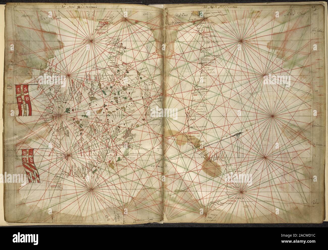 Chart of the Mediterranean Whole folios Portolan chart of the Eastern ...