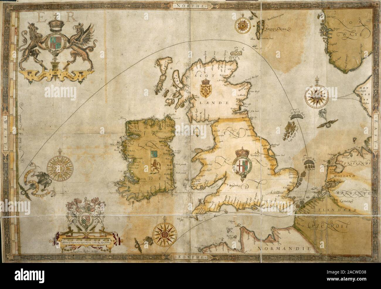 Map of the British Isles. Bound into the back of Saxton's atlas of ...