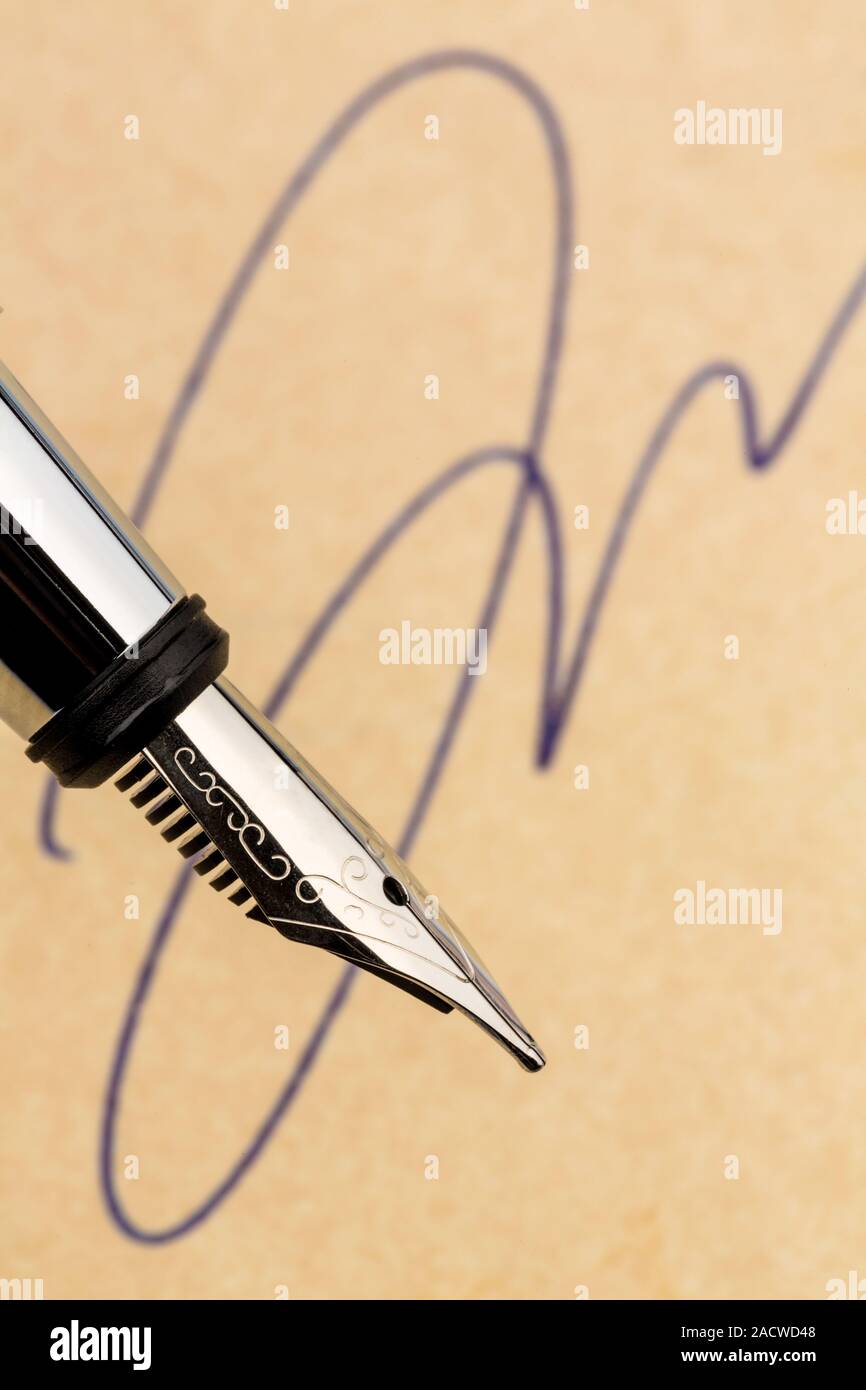 Signature and fountain pen Stock Photo - Alamy
