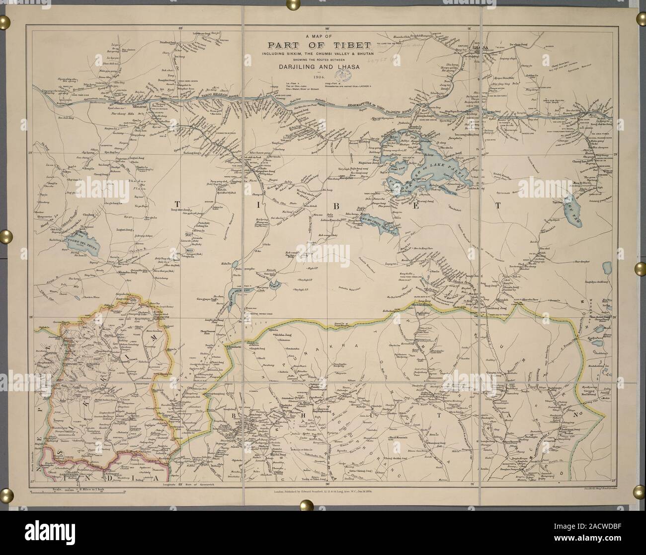 A Map of part of Tibet including Sikkim, the Chumb Stock Photo - Alamy