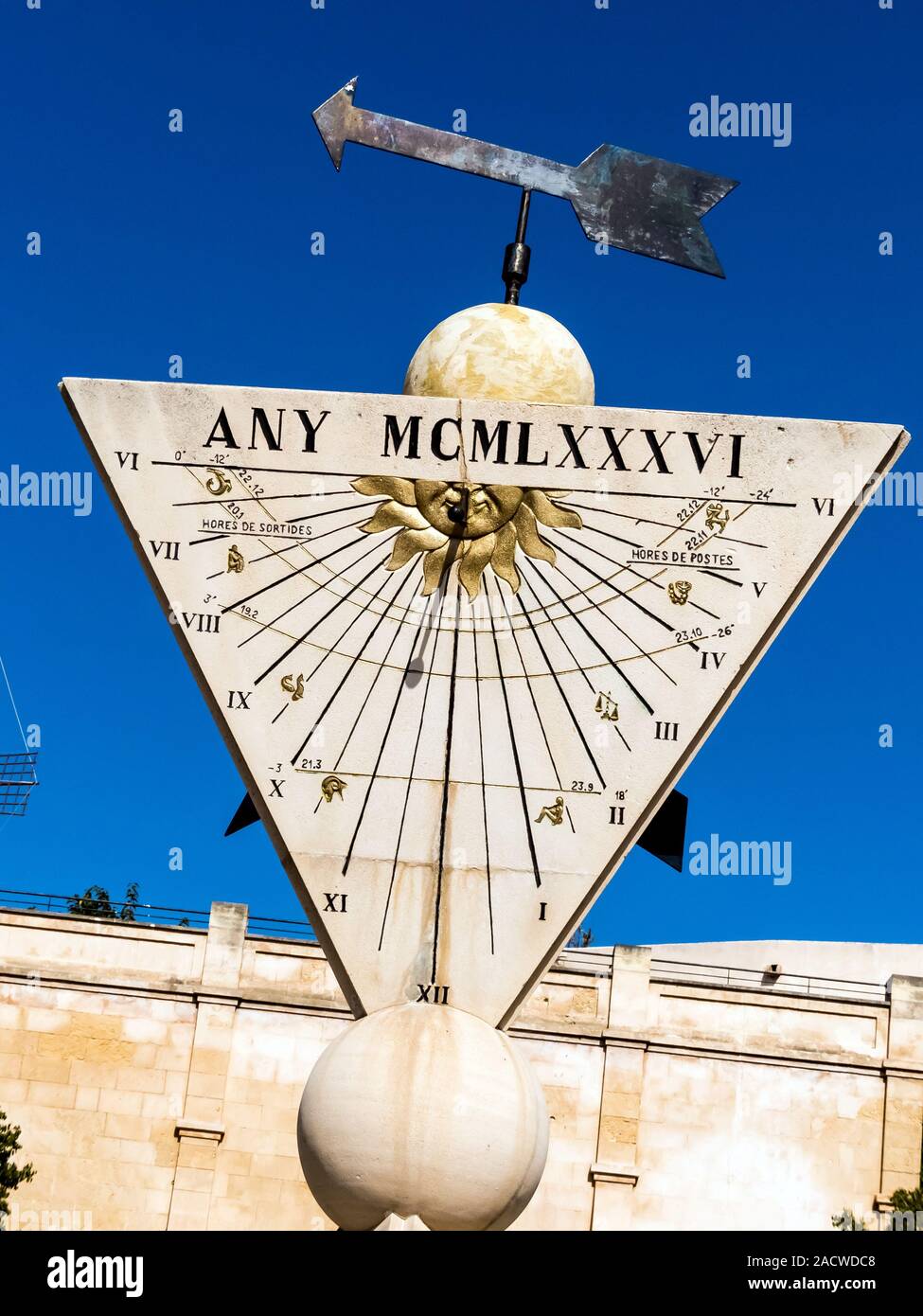 Sundial in Palma, Mallorca Stock Photo - Alamy