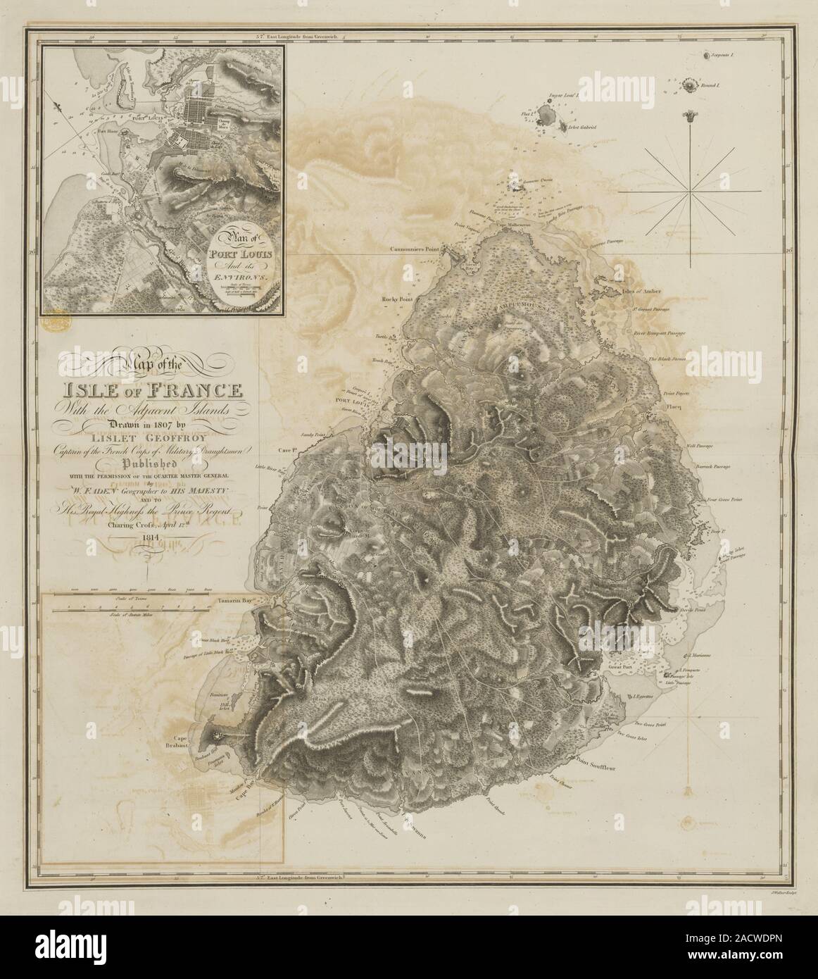 Map of the Isle of France, with the adjacent Islands. Illustrated by ...