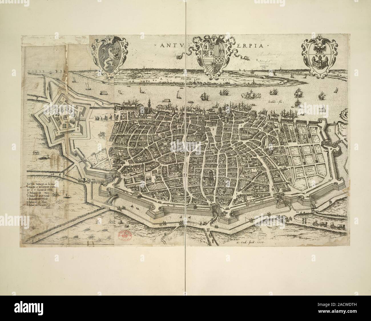 Map of Antwerp. Image taken from Antverpia. H. Cock fecit. Originally ...