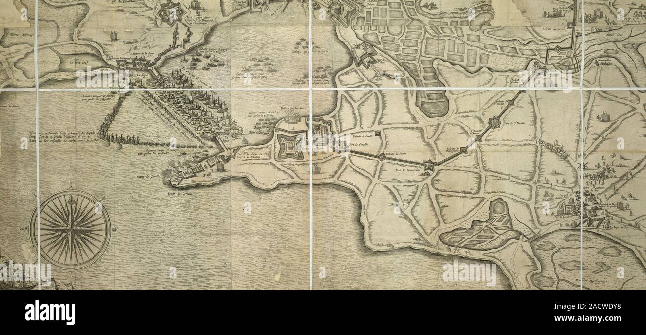 Plan of a town, Plan de la Ville et des environs de la Rochelle ...