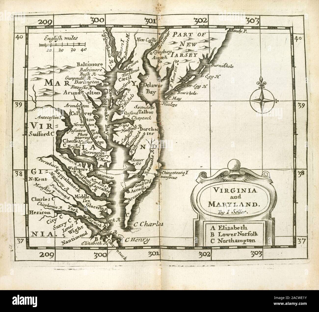 Map of Virginia and Maryland. Image taken from Atlas Maritimus. A Chart ...