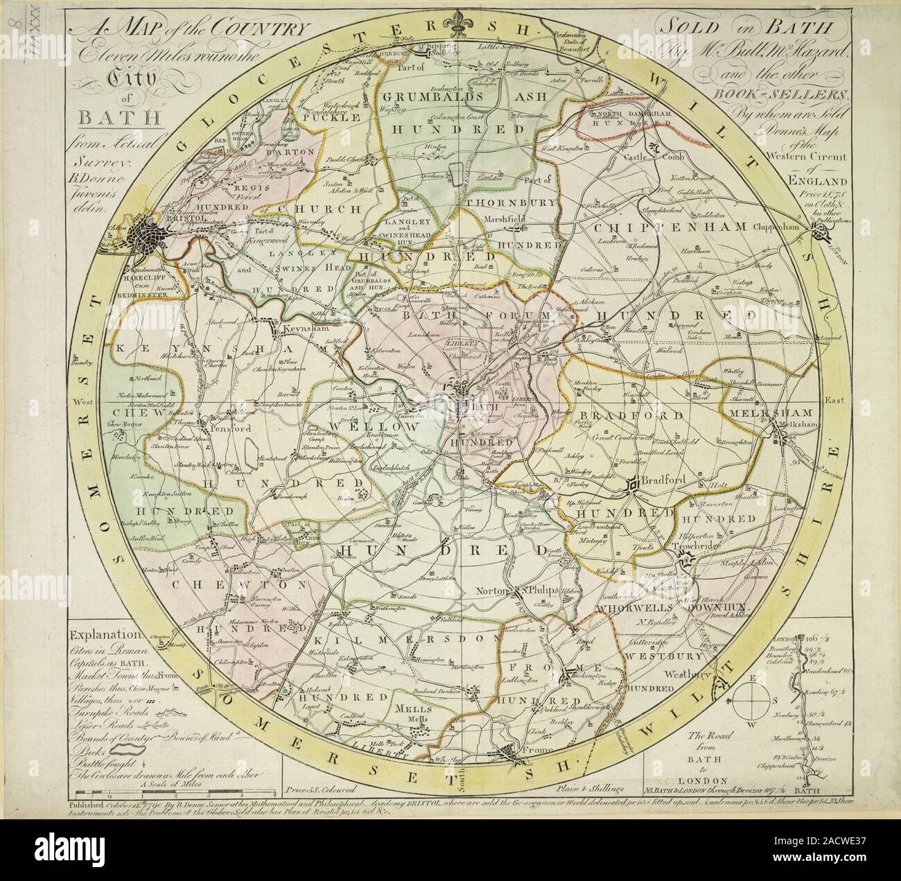 A Map of the Country eleven miles round the City of Bath. Image taken ...