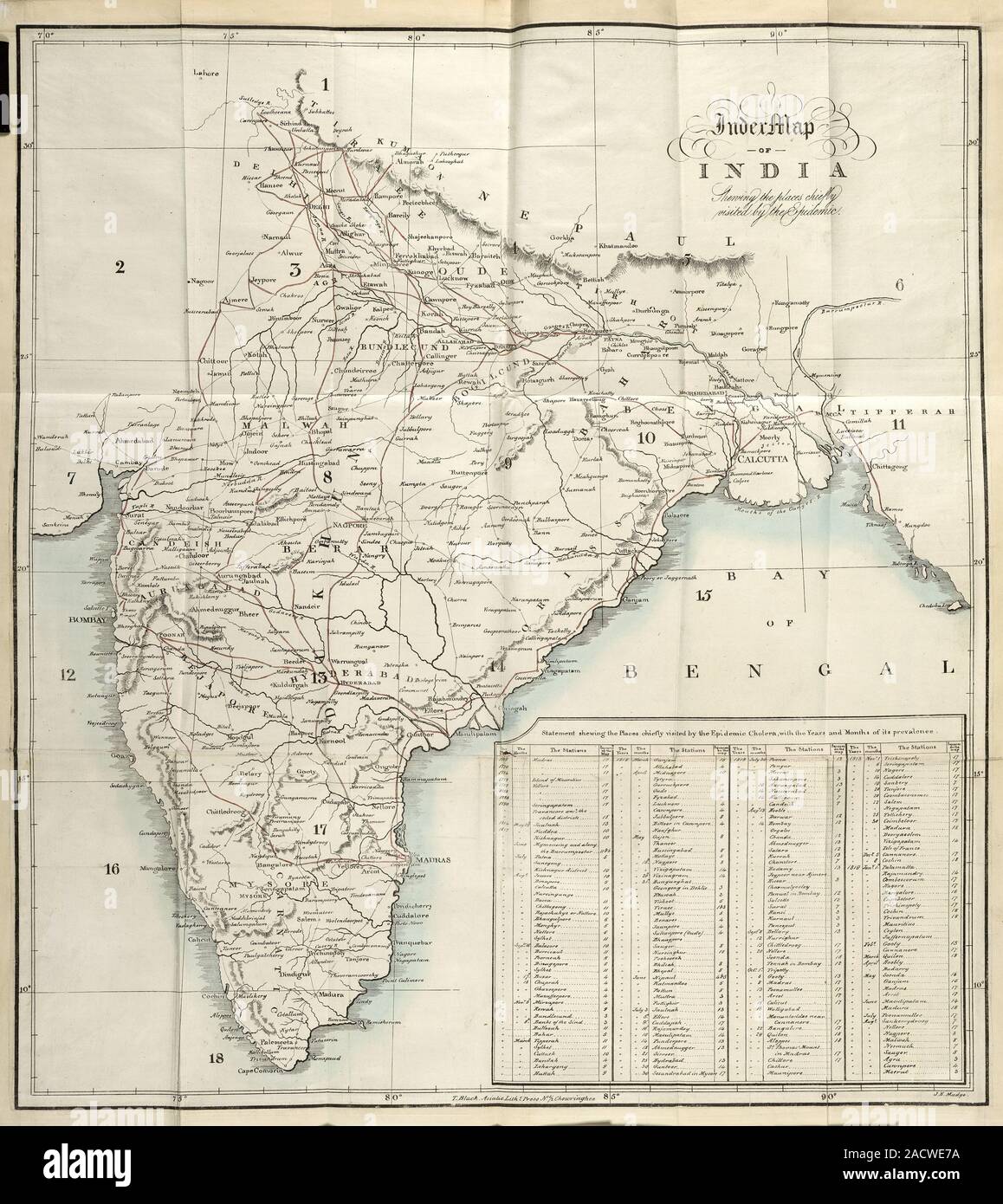 Cholera in India, Index map of India. Image taken from A Treatise on ...