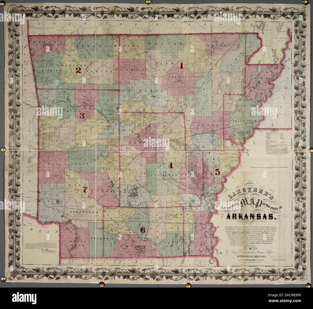 Map of the state of Arkansas. Image taken from Langtree's New Sectional ...