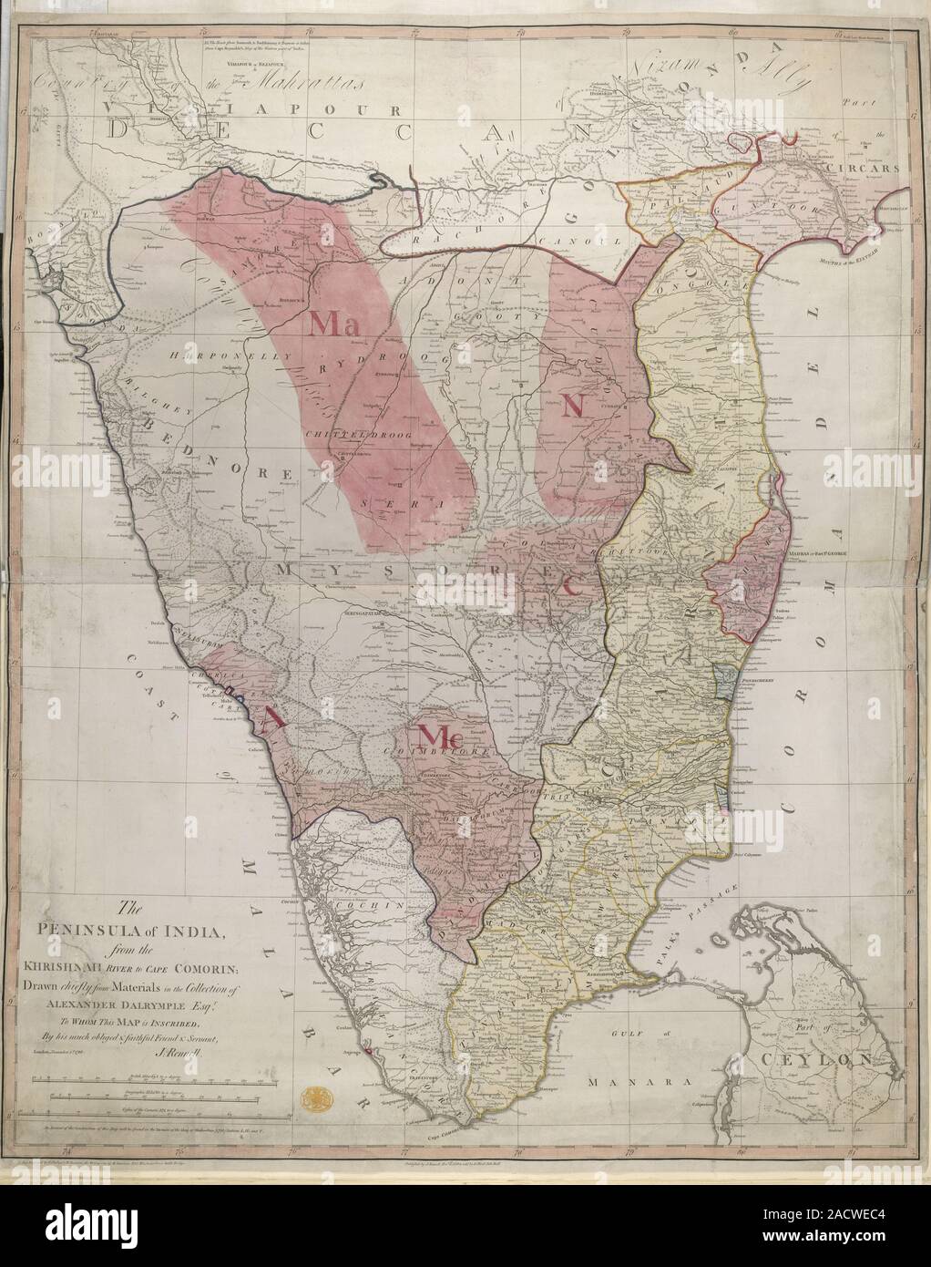 Map of The Peninsula of India from the India from the Krishnah River to ...