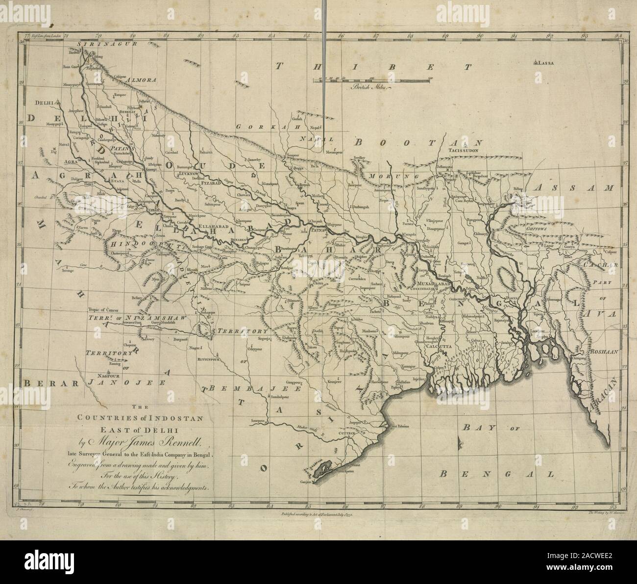 A map of the countries of Indostan east of Delhi, Author Robert Orme ...