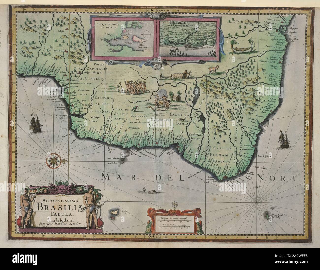 Map of Brazil. Image taken from Accuratissima Brasiliae Tabula. (Baya ...