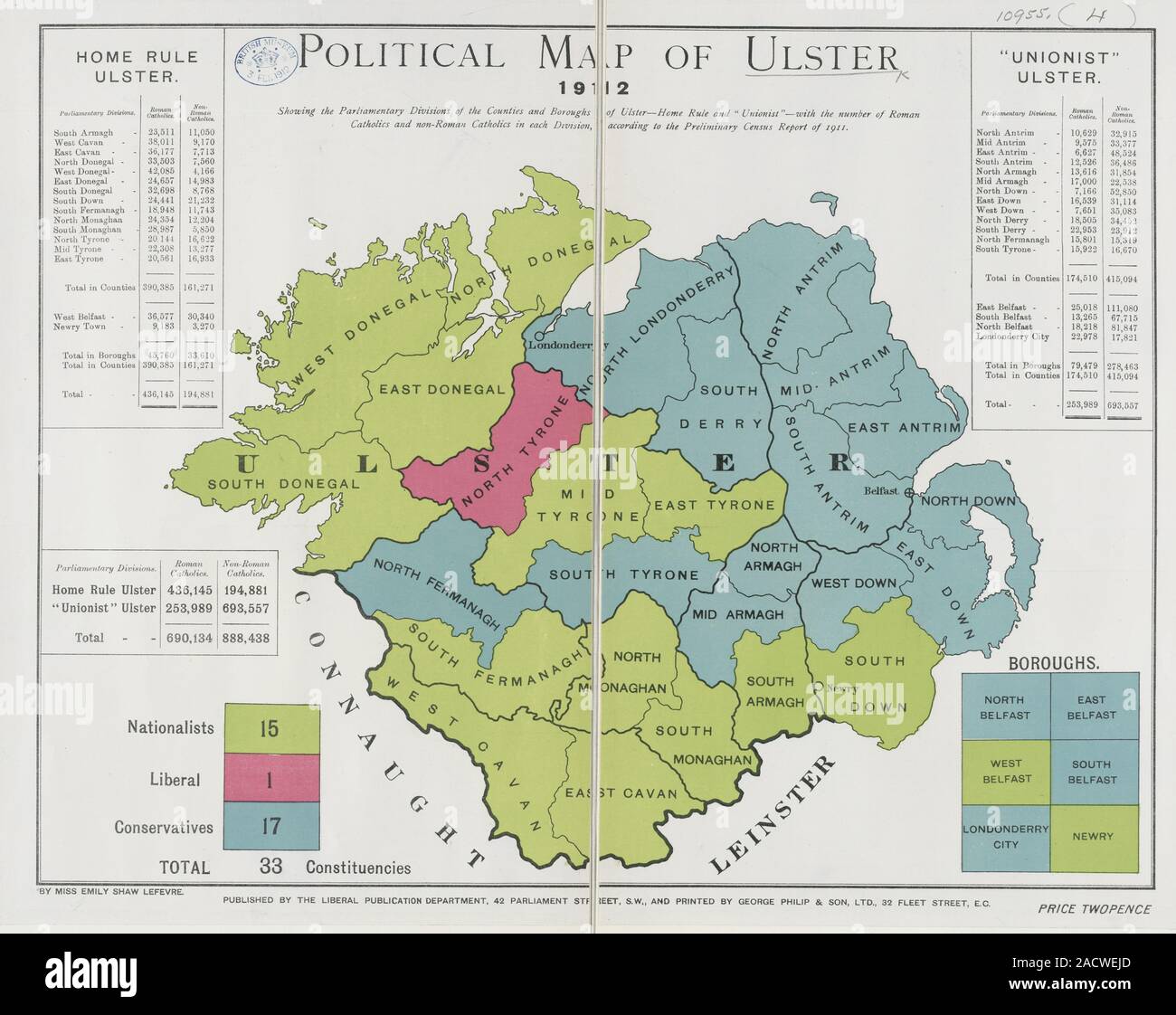 Map of Ulster Stock Photo - Alamy