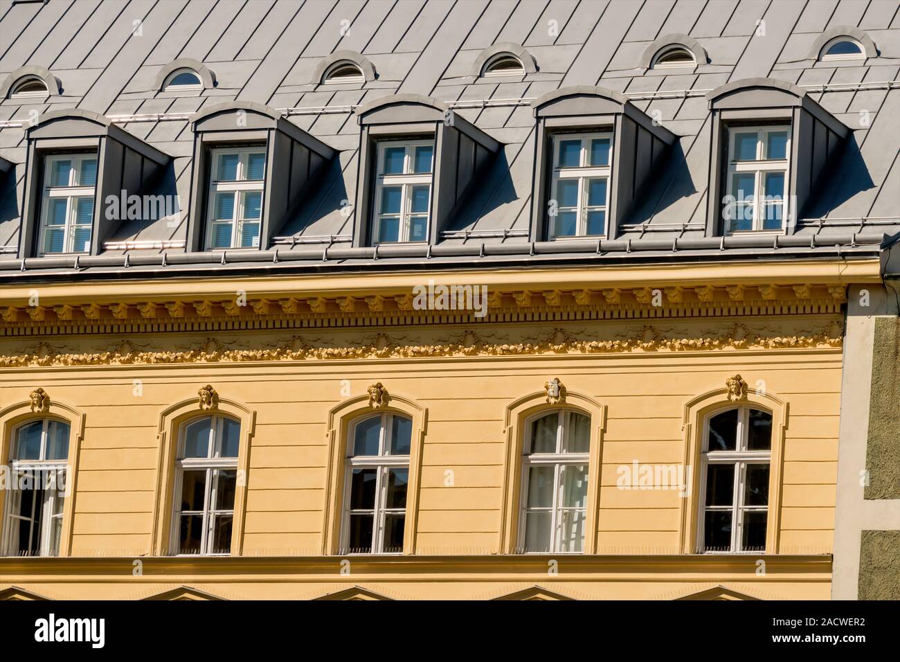 Old building with converted attic storey Stock Photo - Alamy