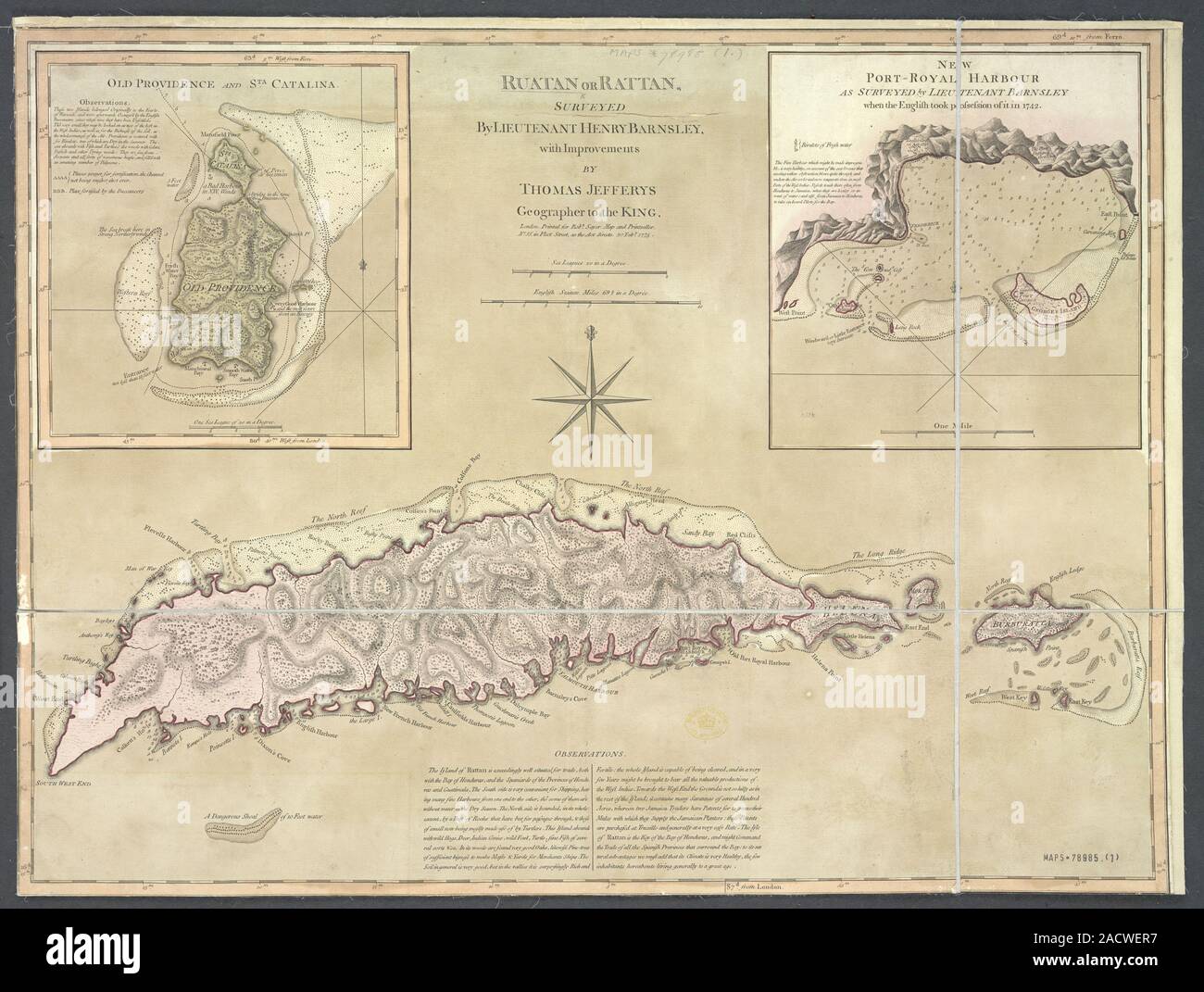 A map of Ruatan or Rattan island Stock Photo - Alamy