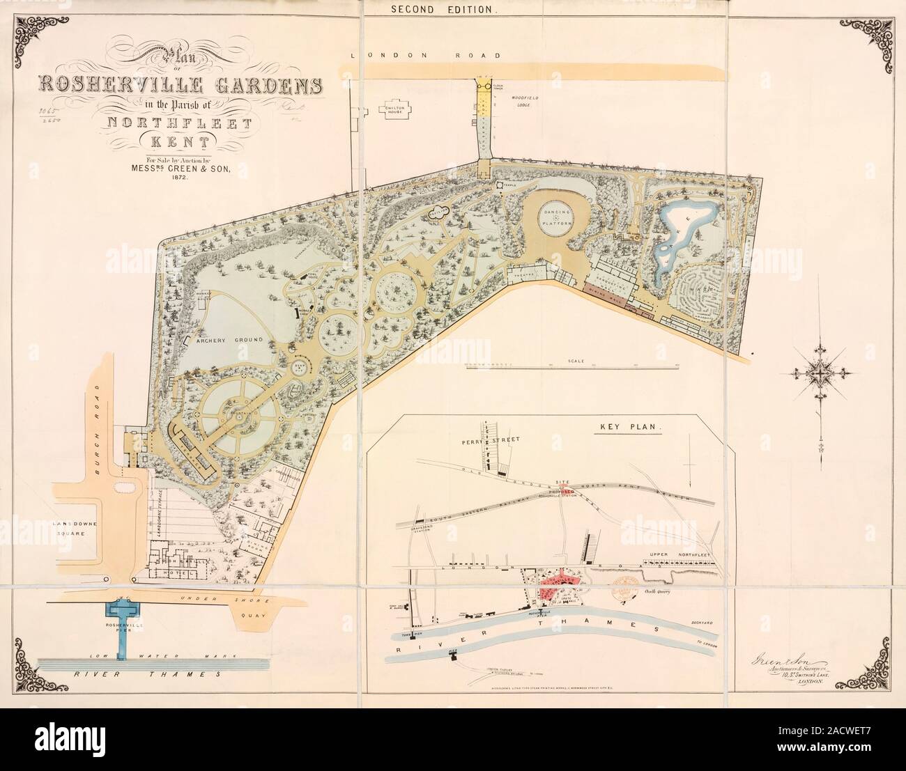 Plan of Rosherville Gardens in the Parish of Northfleet, Kent Stock ...