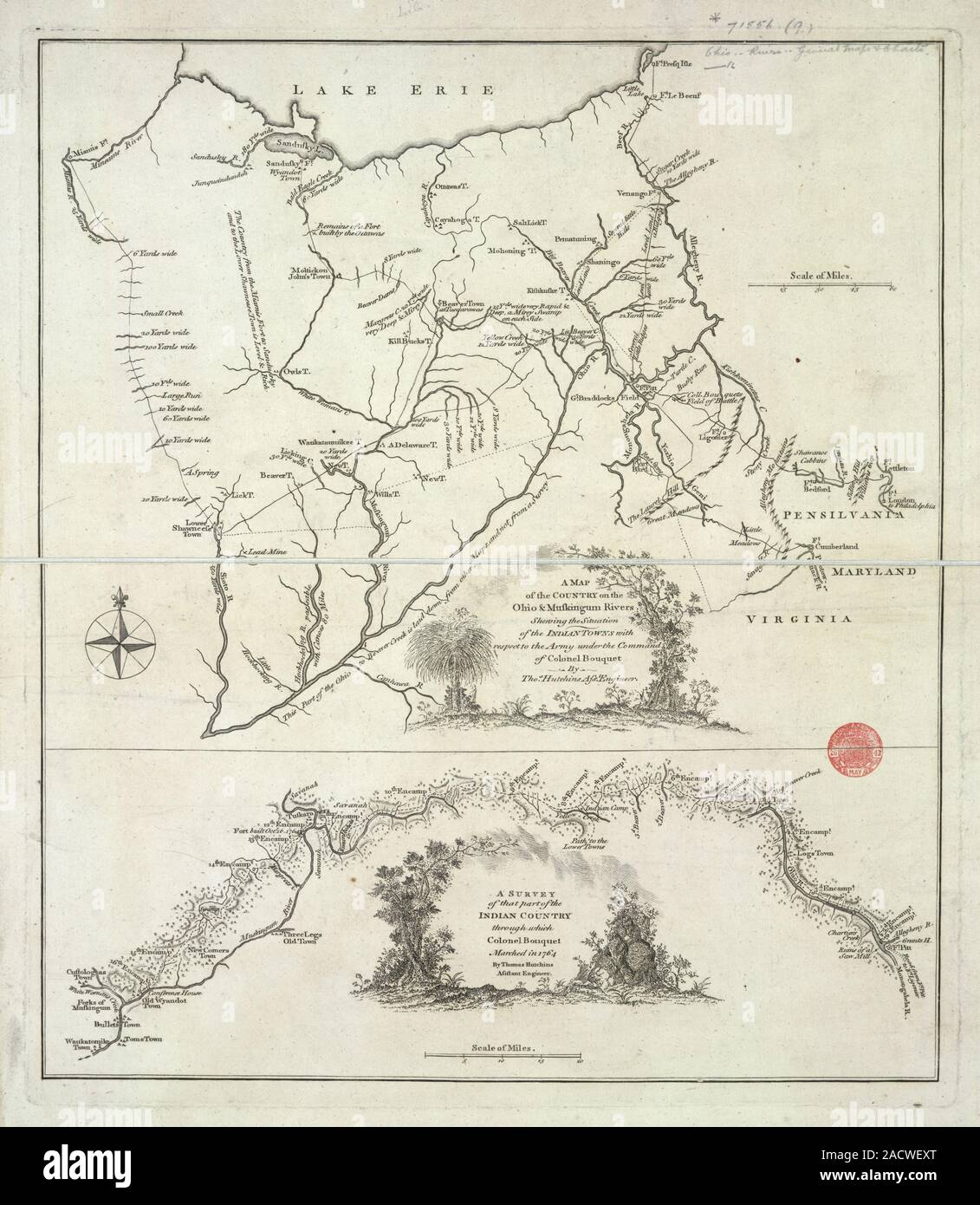 The Ohio and Muskingum Rivers, A Map of the Country on the Ohio and ...
