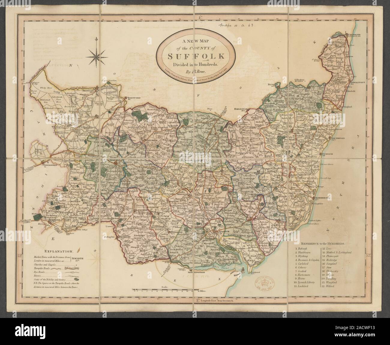 Map of Suffolk Stock Photo - Alamy