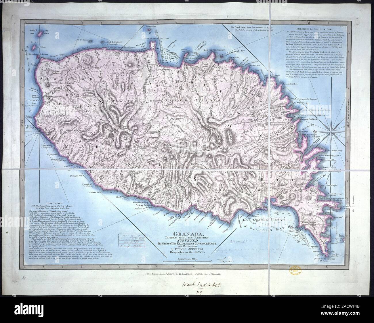 Map of Grenada, divided into its parishes Stock Photo - Alamy