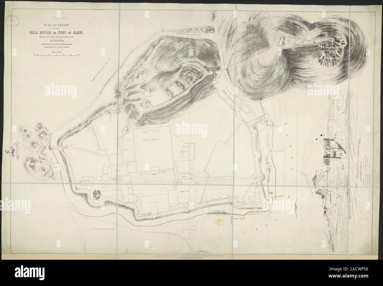 Bala Hissar, Plan and Survey of the Bala Hissar or Fort of Cabul. Image ...