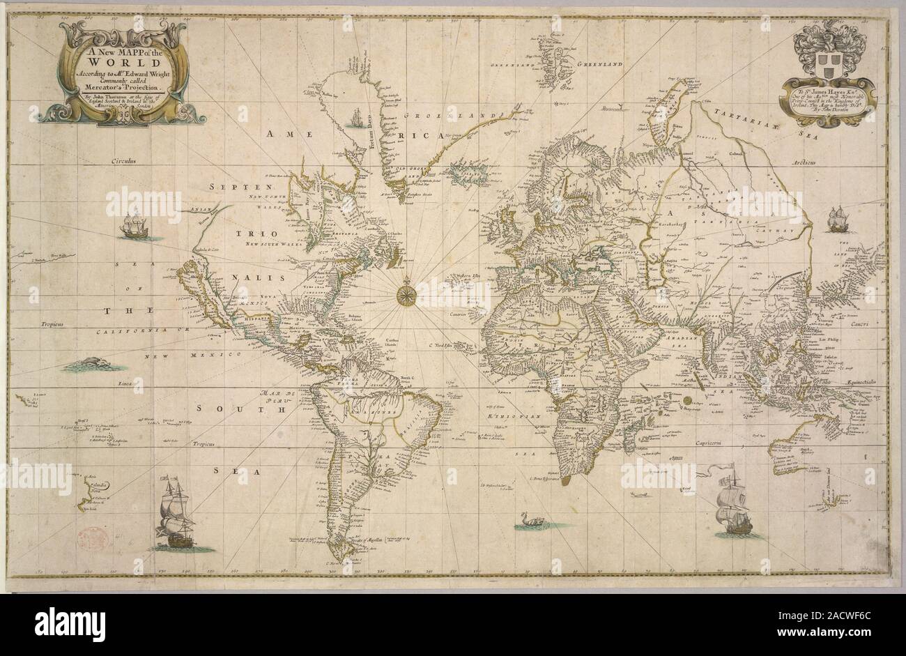 World map according to Edward Wright. Author Robert John Thornton Stock ...