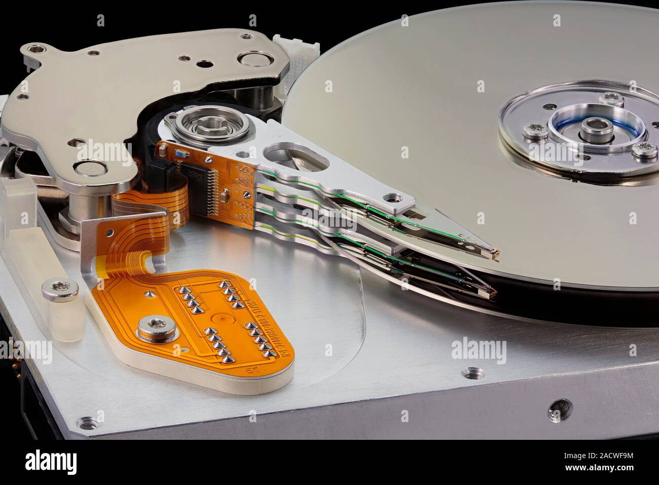 Computer hard disc. Internal workings of a computer's hard drive. This ...