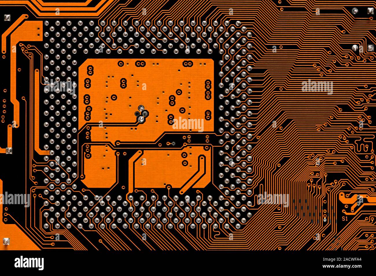 Computer motherboard, close-up. The motherboard is the main circuit ...