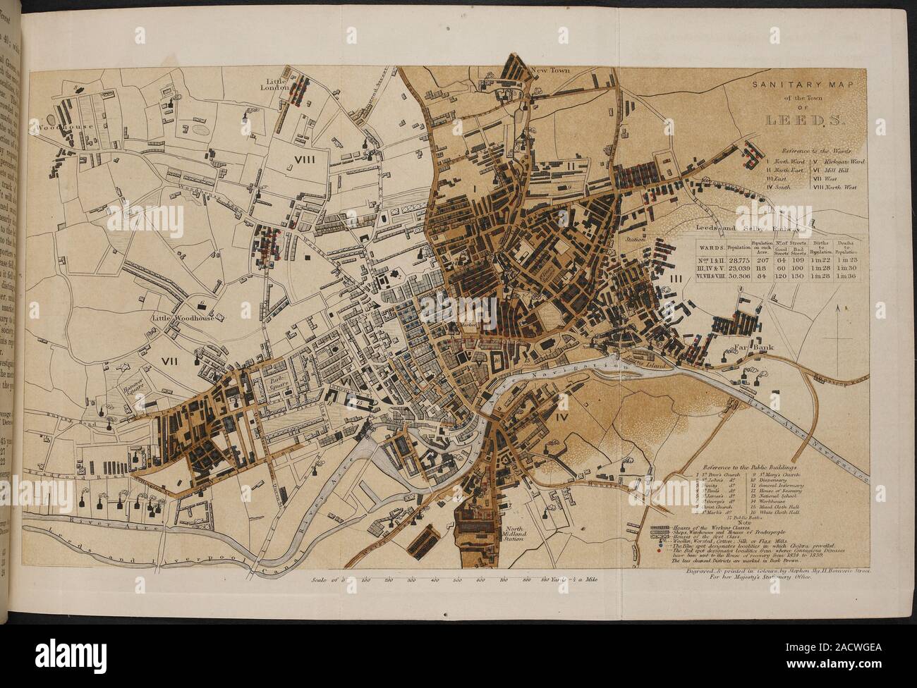 Map of Leeds, 1842 Stock Photo - Alamy