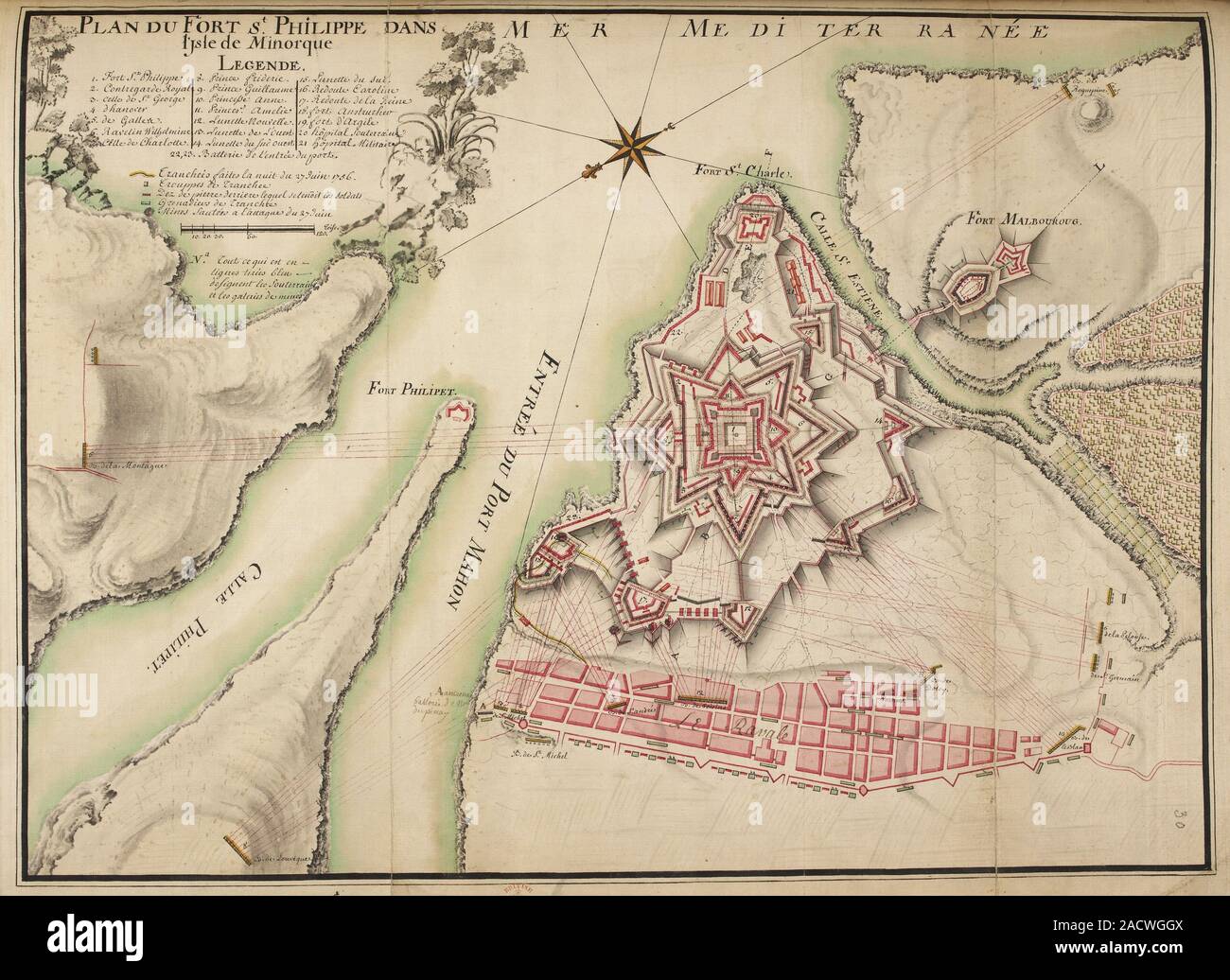 Plan of the fort of St Philippe, on Minorca, Plan du fort St Philippe ...