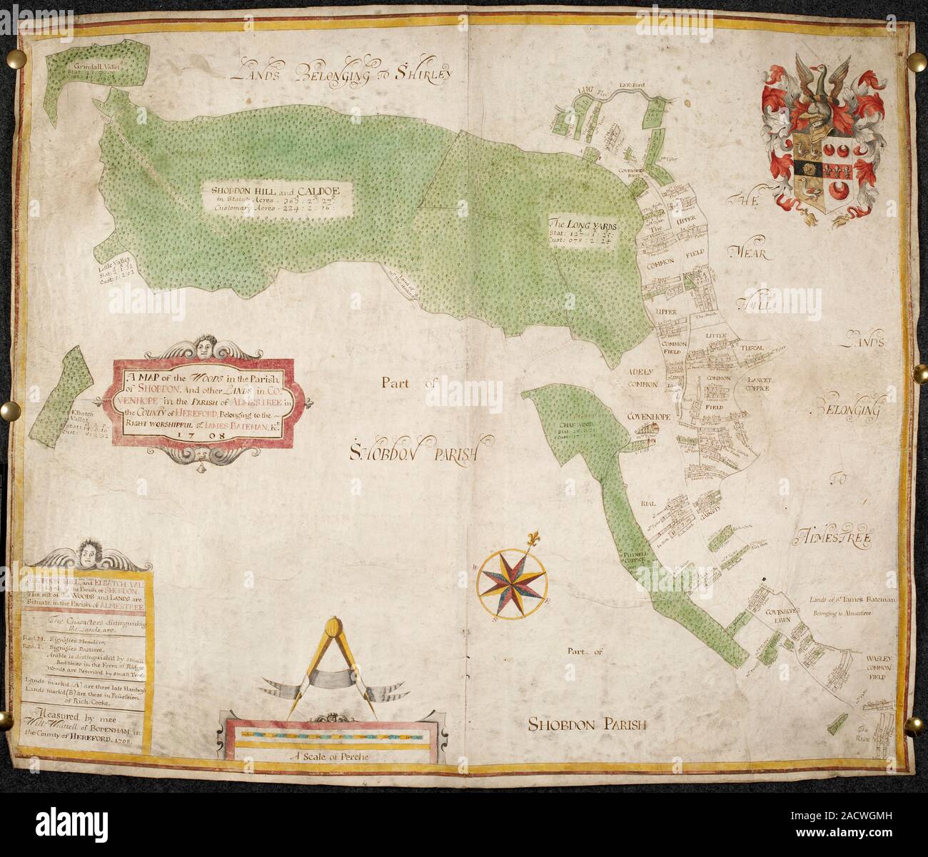 Coloured map of an estate in Lower Lye owned by Sir James Bateman ...