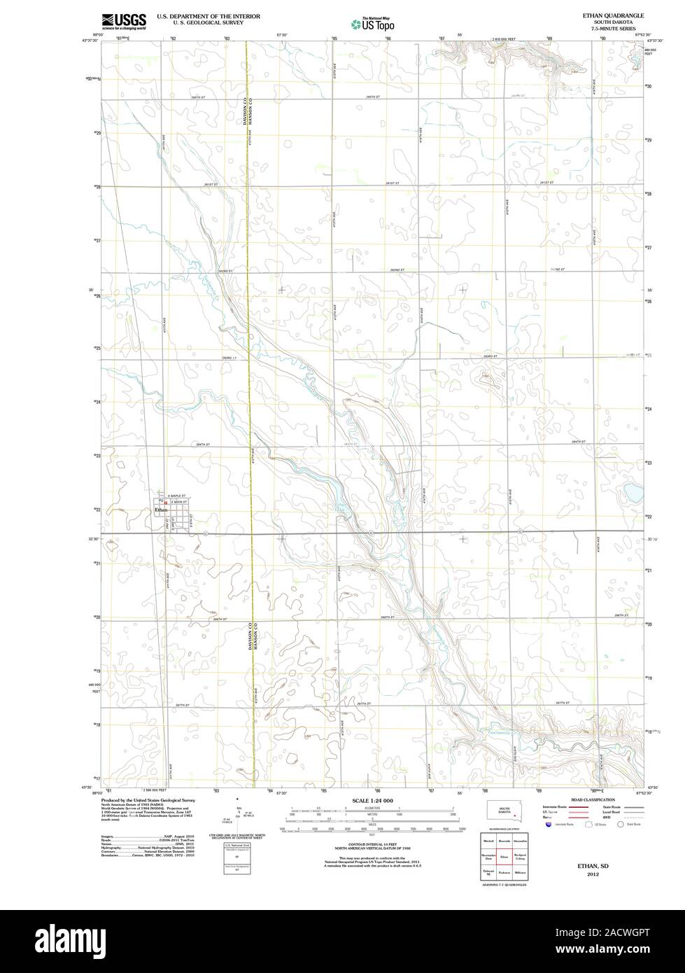 Map of ethan south dakota hi-res stock photography and images - Alamy