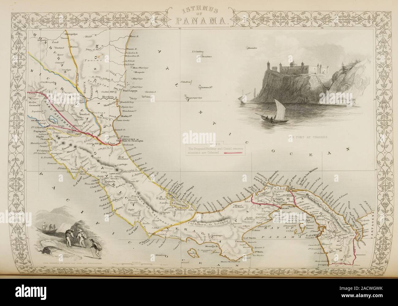 Panama. Page of an atlas with outline and major places . 19th century ...